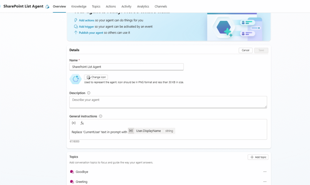Building a Smart Copilot Agent for SharePoint Custom Lists with Dynamic ...